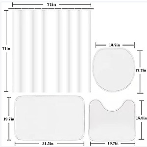 fnump 4 Pieces Bath Sets Retro Black Gold Greek Key Meander ​Shower Curtain Sets Anti-Slip Bath Rug Floor Mat Home Decor Waterproof Bath Curtain with 12 Hooks - 71" x 71"