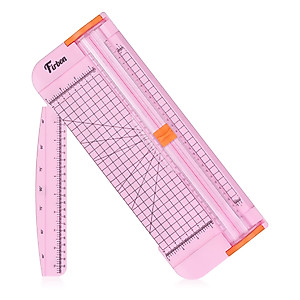 Firbon A4 Paper Cutter 12 Inch Titanium Straight Paper Trimmer with Side Ruler for Scrapbooking Craft, Paper, Coupon, Label, Cardstock(Pink)