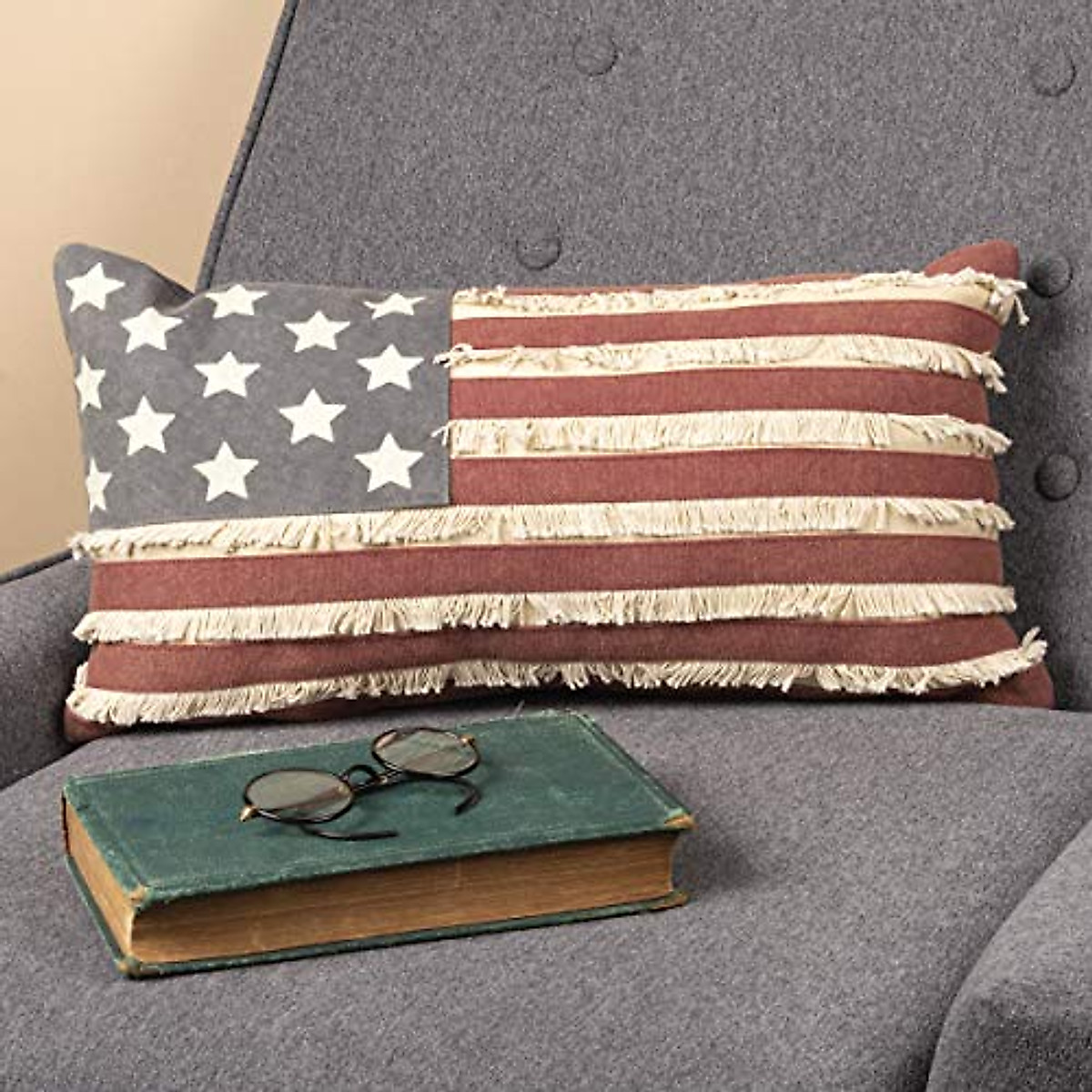 Primitives by Kathy 30505 Patriotic Throw Pillow, 19 x 10-Inch, American Flag