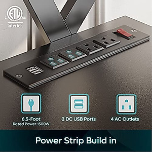 Bestier LED Entertainment Center with Power Outlets Gaming TV Stand for TV up to 65 Inch 55” TV Game Console for Living Room Bedroom Removable Drawer 20 Dynamic RGB Modes, Carbon Fiber Black