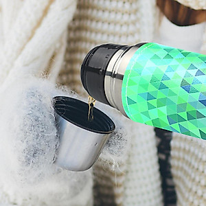 Stainless Steel Vacuum Insulated Mug, Multi Grid Clean Print Thermos Water Bottle for Hot and Cold Drinks Kids Adults 17 Oz