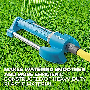 Brizer Oscillating Lawn Sprinkler, Waters 3,000 ft. of Lawn Care, Water Hose for Grass, Sprinkler for Yard, Sprinklers Oscillating, Garden Hose Nozzle, Water Sprinkler for Lawns (Teal)