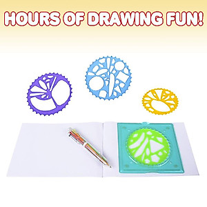 ArtCreativity Spiral Drawing Art Set for Kids - 7 Piece Kit - Includes 6-in-1 Color Pen, Drawing Templates and Sketching Pad - Unique Arts and Craft Supplies - Great Gift for Boys and Girls