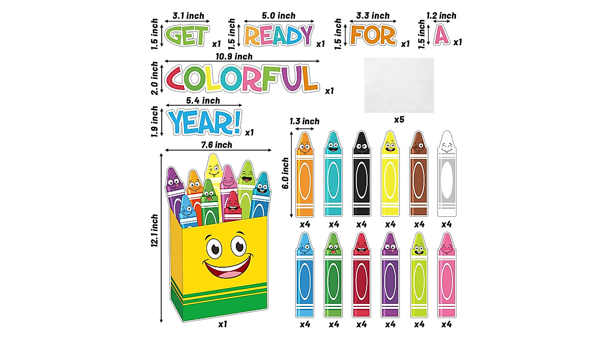 Colorful Crayon Bulletin Board Cutouts for Classroom