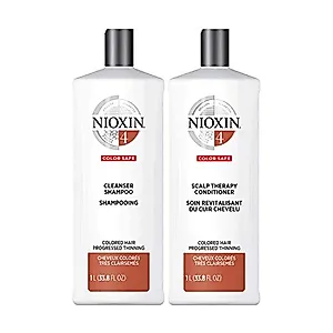 Nioxin System 4 Scalp Cleaning Shampoo and Therapy Conditioner Set for Color Treated Hair with Progressed Thinning