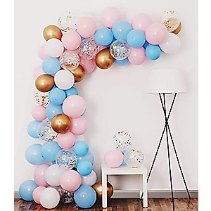 Pink and Blue Balloons, DIY Gender Reveal Party Balloons, 100PCS Pink Blue Confetti Balloons Garland Arch Kit for Boys Girls Gender Reveal Birthday Baby Shower Decorations