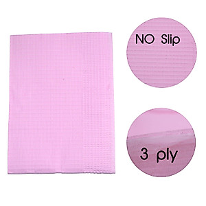 AebDerp 125Pcs Disposable Nail Art Tattoo Paper Towels Table Mat, 3-Ply Waterproof Tattoo Bibs Sheets Nail Desk Mat, Tattooing Tablecloth Pads Tray Covers, Nail Napkins for Nail Salon Supplies (Pink)