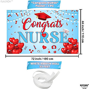 KatchOn, Congrats Nurse Banner Red and Blue - 72x44 Inch | Nurse Graduation Banner, Nursing Graduation Decorations Class Of 2024 | Congrats Nurse Party Decorations, Nursing Graduation Party Supplies