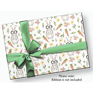 Stesha Party Bunny Rabbit Gift Wrapping Paper - Folded Flat 30 x 20 Inch (3 Sheets)