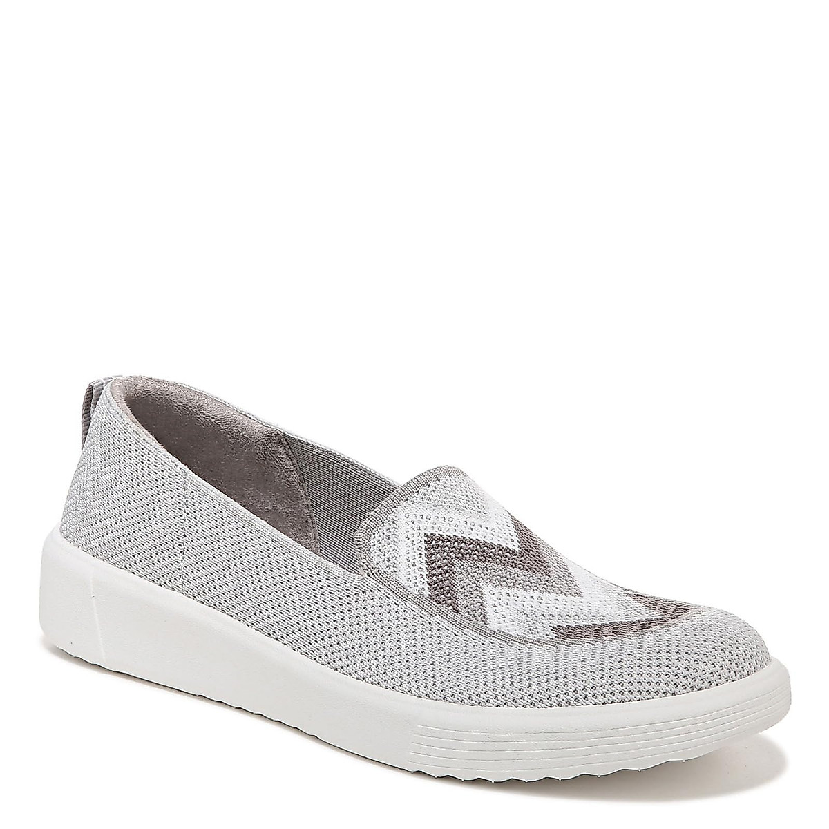 BZees Womens March On Moc Slip-on Loafer, Oyster Grey Chevron Knit, 8 US