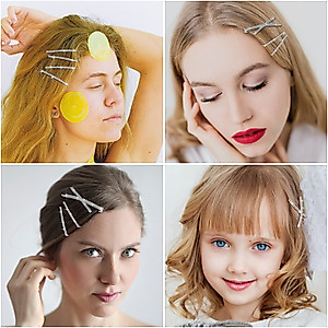 12 Pieces Rhinestone Bobby Pins Decorative Fancy Crystal Hair Clips Shiny Metal X Shaped Barrettes Bling Diamond Wedding Bridal Shower Hair Accessories for Women Ladies Girls (Silver)