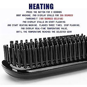 Hair Straightener, Hair Styling Appliances Straightening Comb Hair Straightener Brush Men Quick Beard Straightener Brush Beard Comb Styling Iron Smoothing Comb ( Color : Black No Box , Size : EU )