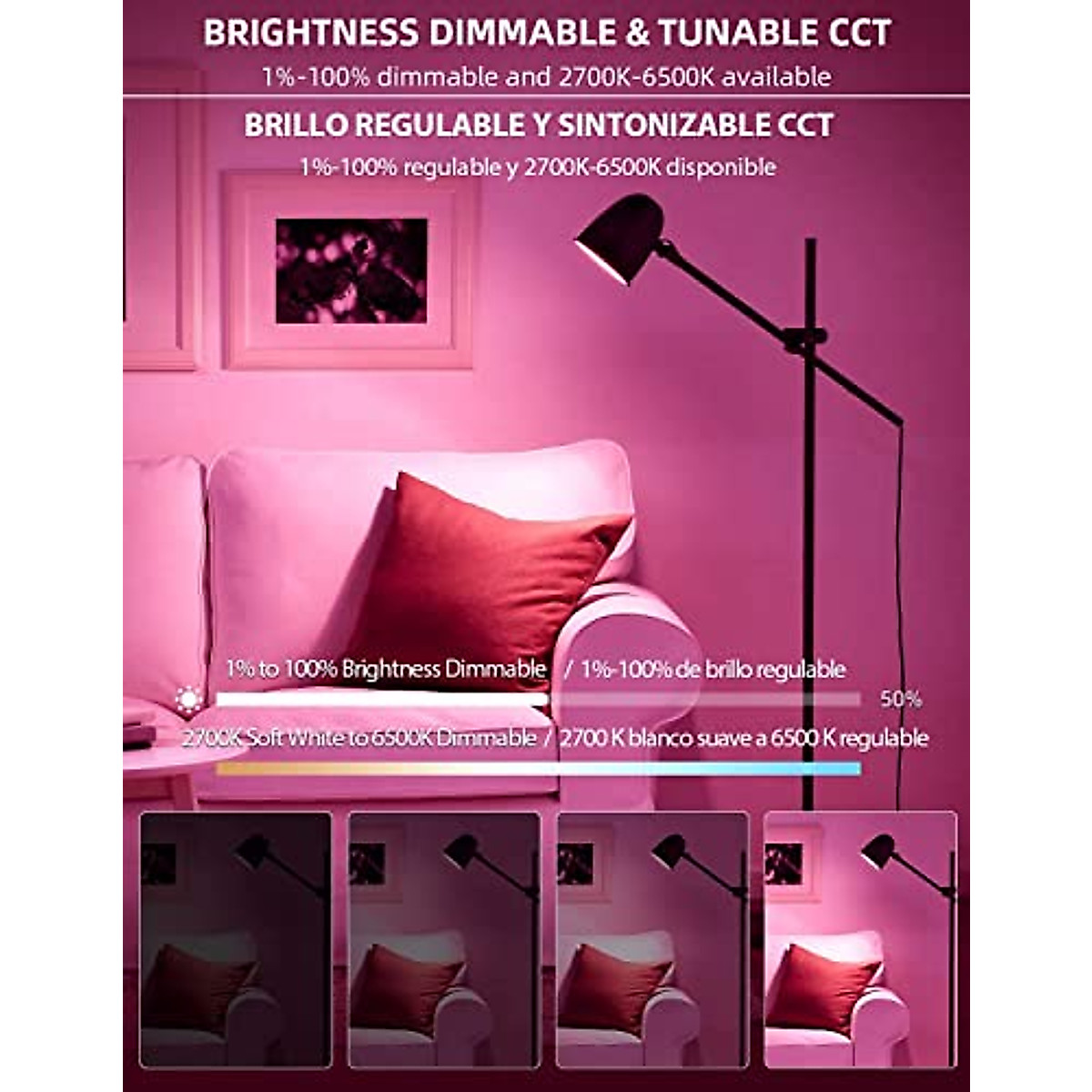 Mochiba Smart WiFi LED Light Bulbs, Compatible with Alexa and Google Home Assistant, Music Sync Multi Color Changing Bulb, BR30 E26 10W 1000LM (80W Equivalent), 4-Pack, White, (MKBR)