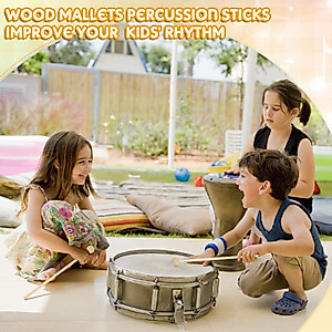 20 Pieces Wood Mallets Percussion Glockenspiel Xylophone Mallets Sticks Wood Small Musical Drumsticks Chime Round Head Hammer Wooden Drum and Percussion Mallets for Kids, 8.2 Inch Long