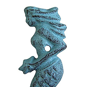 Aqua Blue Cast Iron Mermaid Wall Hook 5 3/4 Inch (Set of 4)