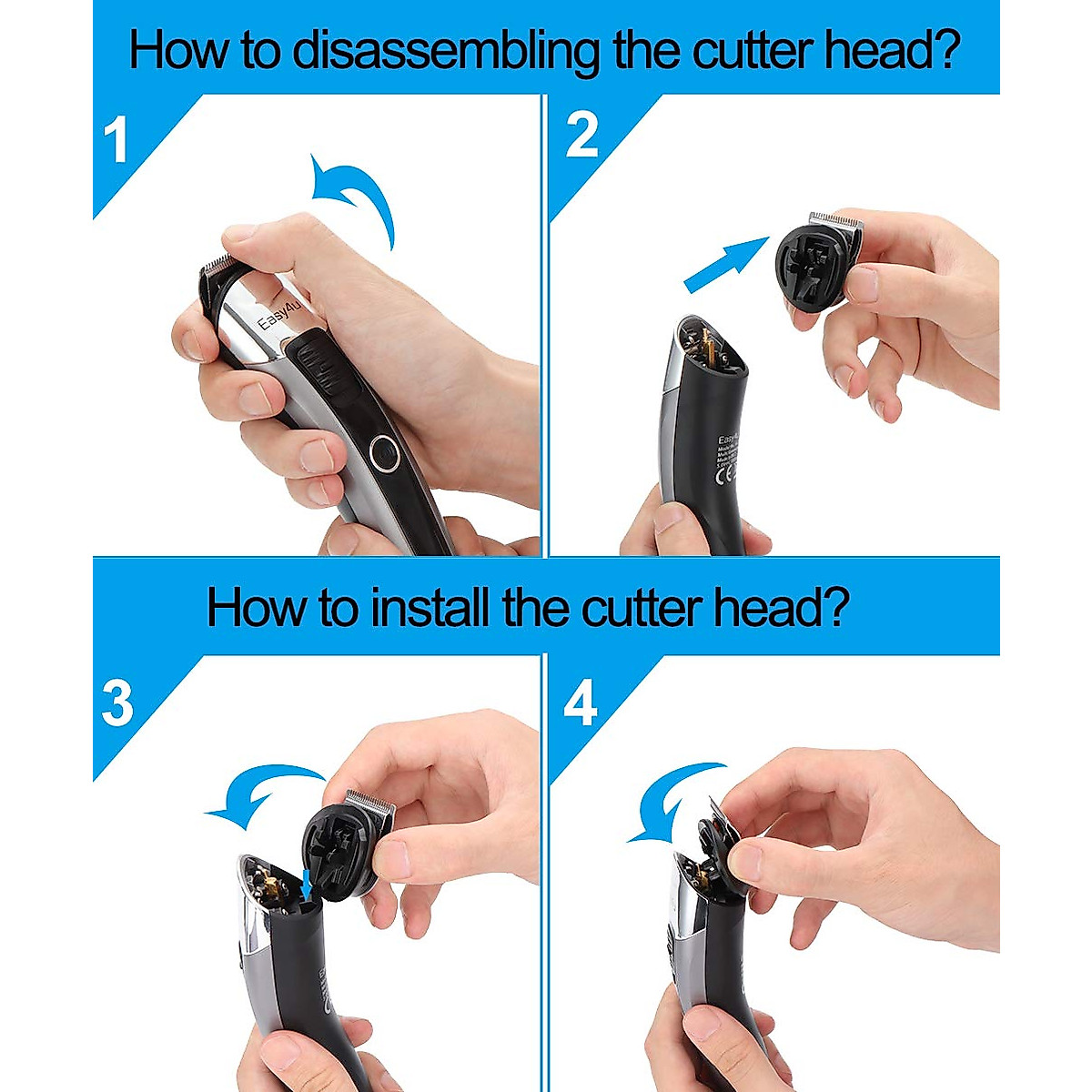 Easy4U Beard Trimmer for Men - Waterproof Cordless Hair Clippers Hair Trimmer Nose Ear Facial Groomer, LED Display USB Rechargeable Multifunctional All-in-One Trimmer