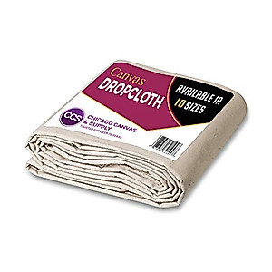 All Purpose Canvas Drop Cloth by CCS CHICAGO CANVAS & SUPPLY- Cotton Canvas Cover for Floor & Furniture Protection - Washable & Reusable Duck Dropcloth Fabric Against Paint, Dust, Dirt- 9 by 12 Feet