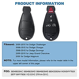 ECCPP Keyless Entry Remote Key Fob Replacement for Chrysler for 300 for Dodge for Jeep key fob