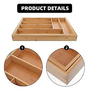 Cabilock Black Walnut Utensil Drawer Organizer Compartment Rustic Cutlery Tray Silverware Holder Tableware Chopstick Spoon Box for Kitchen Home Dining Room 35. 8cmX26cmX4. 6cm