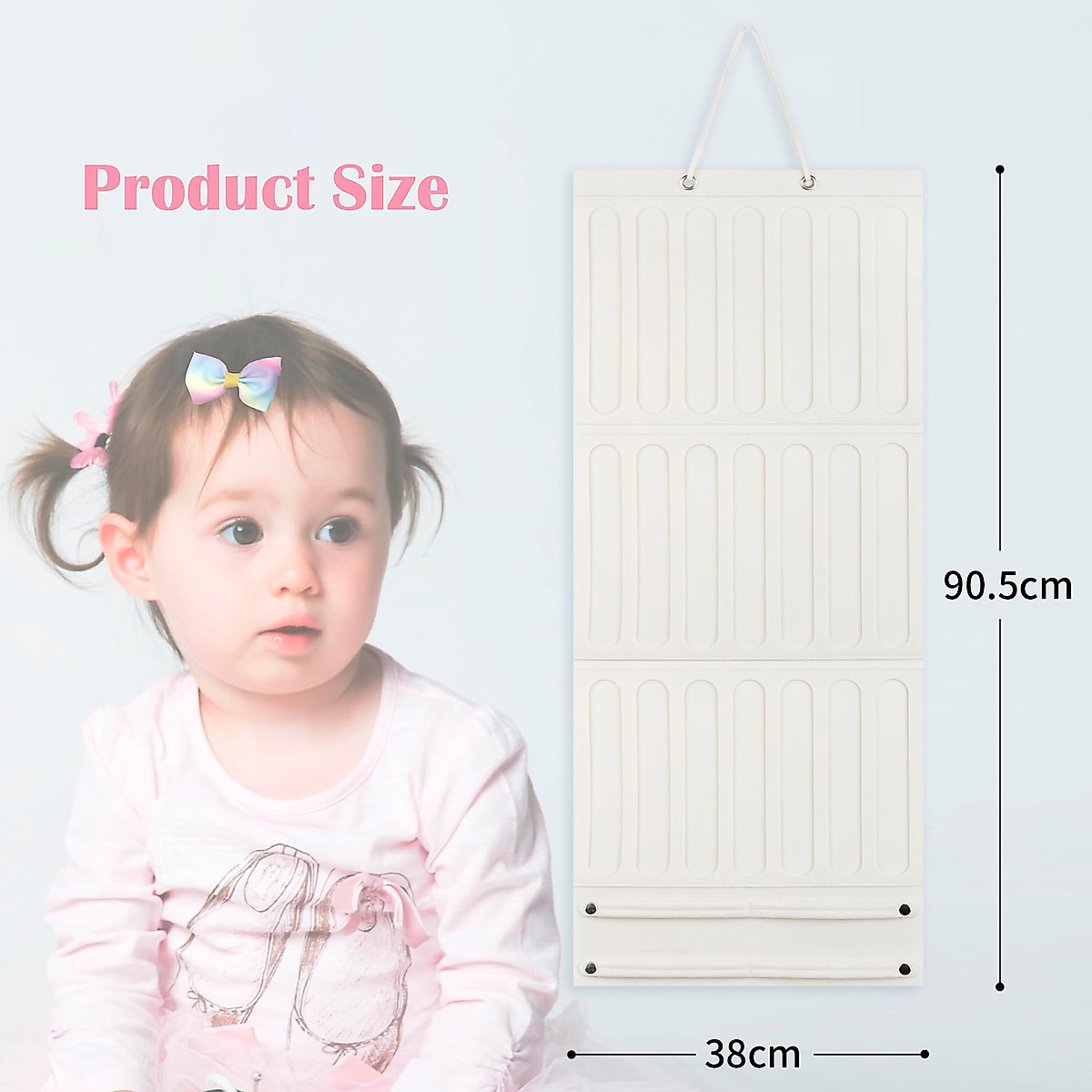 JOYMOMO Hair Bow Holder Organizer For Girls Hanging Bow Holder For Girls Hair Accessories Storage Organizer For Headbands, Hair Clips, Hair Ties, Scrunchies (Without Hair Bows) (beige)