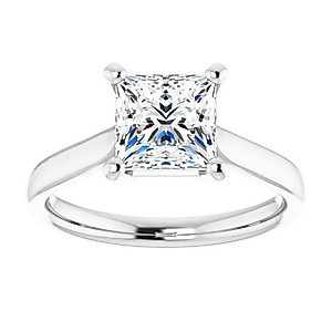Moissanite Ring 10K Solid White Gold Handmade Engagement Ring 1.5 CT Princess Cut Moissanite Diamond Solitaire Wedding/Bridal Rings for Women/Her Propose Ring By Rivaan Jewel (8.5)