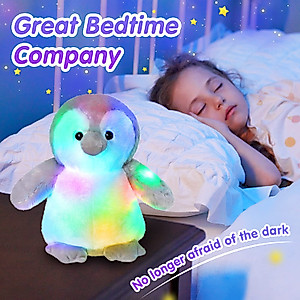 Houwsbaby 12'' LED Light Up Penguin Stuffed Animal Plush Toy for Kids Night Light Glowing and Huggable Soft Plush Toy Present for Kids Baby Boys Girls Birthday Festival Christmas