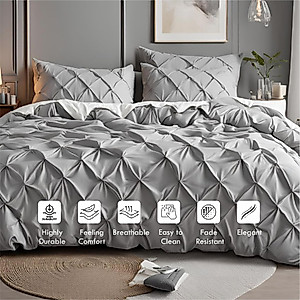 Epinch_Pinch Pleated Duvet Cover Set 1200TC 100% Cotton Luxurious Home 3Piece 1Pinch Duvet Cover 2Pinch Pillowcase Zipper Tie Closure Pack of 1