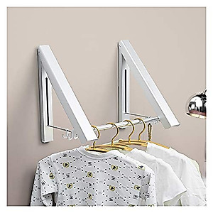 Clothes Airer Folding Drying Rack Portable Folding Clothes Hanger Hotel Wall-Mounted Bathroom Drying Rack Household Retractable Invisible Clothes Rail Drying Rack (Color : Black Single)