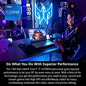 Acer Predator Helios 16 Gaming Laptop | 13th Gen Intel Core i7-13700HX | NVIDIA GeForce RTX 4070 | 16" 2560 x 1600 240Hz G-SYNC Display | 16GB DDR5 | 1TB Gen 4 SSD | Killer Wi-Fi 6E | PH16-71-72YG , Black