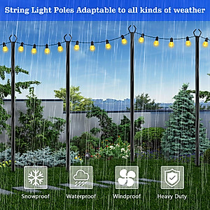 4 Pack String Light Poles,10 Ft Metal Poles with Fork for Outdoor String Lights,Outdoor Light Poles with Fork,Poles/Post/Stand for Outside,Patio,Deck,Backyard,Garden Wedding,Party