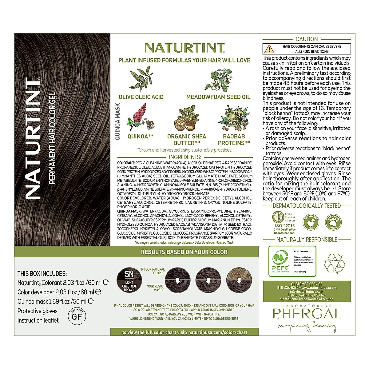 Naturtint 5N Light Chestnut Brown Permanent Hair Color (Pack of 6), Ammonia Free, Vegan, Cruelty Free, up to 100% Gray Coverage, Long Lasting Results (Packaging may vary)