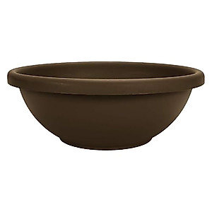 The HC Companies 15.5 Inch Large Garden Bowl Planter - Shallow Plant Pot with Drainage Plug for Indoor Outdoor Flowers, Herbs, Chocolate