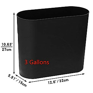 HMQCI Plastic Rectangular Small Trash Can Wastebasket, 3 Gallons, Garbage Container Bin (Black, 5.9"/12.6"/10.6")