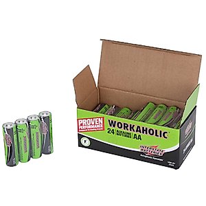 Interstate Batteries AA Alkaline Battery (24 Pack) All-Purpose 1.5V High Performance Batteries - Workaholic (DRY0070)
