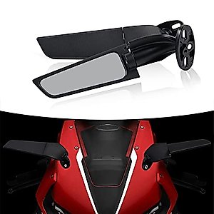 Motorcycle Rearview Mirrors, Adjustable Rotating Side Mirrors Fit for Honda Kawasaki Suzuki Yamaha Motorcycle Wing Mirror - Large