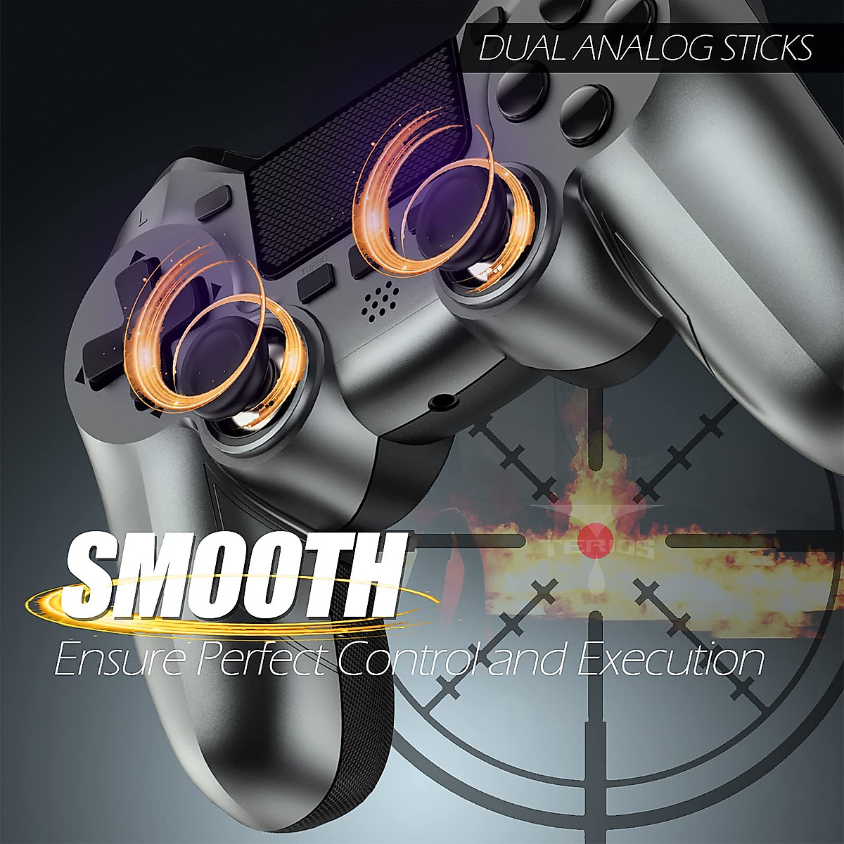 TERIOS Pro Gaming Controller Compatible with PS4 Pro, PS4 Slim, PC - Wireless Controller with Built-in Speaker and Stereo Headset Jack - Auto Fire Turbo Button