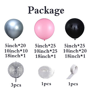 Pink Black Balloon Garland Sliver Pink Black Balloon with 4D Disco Balloon for Baby Shower Birthday Party Wedding Decoration