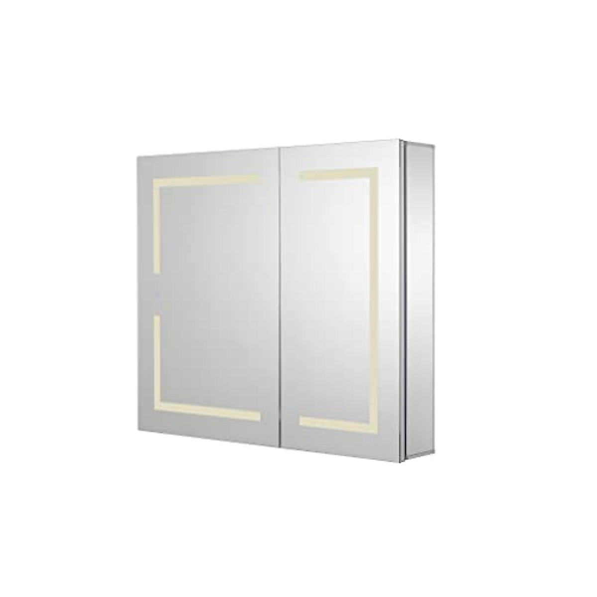 Croydex Sabine Dual, Recessed or Surface Mount, 2 USB Ports, Dimmer, Hang 'n' Lock Easy Installation Illuminated LED Medicine Cabinet, 30W x 26H, Aluminum