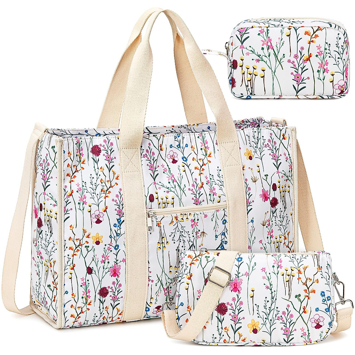 LOIDOU 3Pcs Laptop Tote Bag for Women 15.6 inch Work Tote Bag Computer Bag Large Capacity Teacher Handbag Shoulder Bag