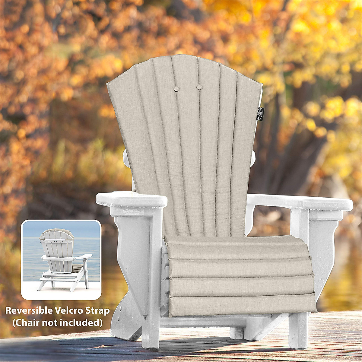 Outdoor All-Weather Patio Chair seat Cushion , Quick Drying Olefin Fabric - Adirondack Chair Cushion for Your Chair-Chair not Included (Beige Morning)