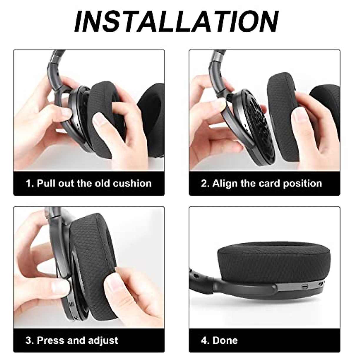 Replacement Ear Pads for Sennheiser HD4.50BT HD4.50BTNC HD4.40BT Headsets Earpads Replacement, Earpads Cushions for Sennheiser HD4.50BT, Soft and Comfortable Sponge, Black Mesh Fabric