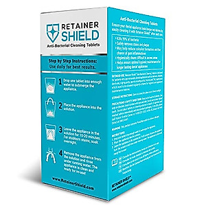 Retainer Shield Cleaning Tablets - Keeps Retainers Clean, Fresh, Bright, and Stain-Free - 3 Months Supply for Retainers, Dentures, Invisible Straighteners, Aligners, and Mouth Guards