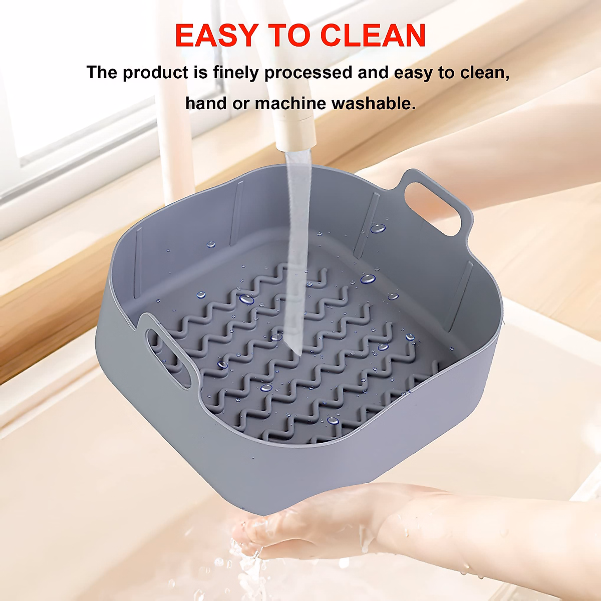 2pcs Air Fryer Silicone Liners Pot Basket 8 Inch Food Safe Non Stick Air Fryer Accessories Reusable Replace Parchment Air Fryer Liner Paper, Fits 3.6 To 6.8QT Air Fryer Square with Heat-proof Gloves