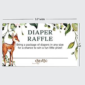 Set of 50 Oh Deer! Theme Diaper Raffle Cards, Diaper Raffle Cards for Baby Shower, Diaper Raffle Tickets for Woodland Baby Shower