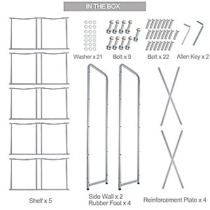 KAX 5-Gallon Water Bottle Holder 10 Trays Water Jug Rack 5-Tier Water Bottle Rack Reinforced Steel Rack for Water Storage Water Bottle Storage Rack for 10 Bottles, Silver