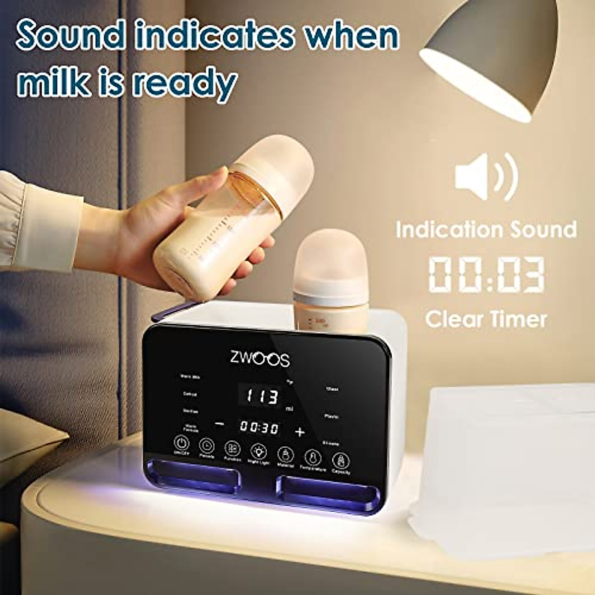 ZWOOS Bottle Warmer for Breastmilk and Formula, Multifunction Double Bottle Warmer for All Bottles with Accurate Temperature Control - Warm Fast, Easy to Use