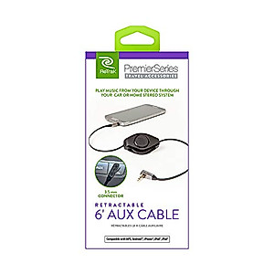 ReTrak ETPRAUX Premier Retractable 6-Feet Auxiliary Cable