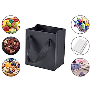HUAPRINT Black Paper Bags,Matte Black Gift Bags,Extra Small Shopping Bags with Handles,30 Pack 4x2.75x4.5 inch,Party Favor Bags,Merchandise Business Bags,Wedding Bags