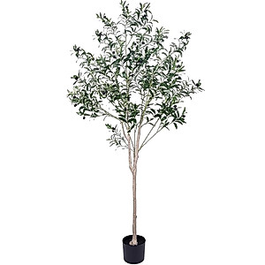 Hobyhoon Artificial Olive Tree, 6FT Tall Faux Silk Plant Artificial Tree in Potted Oliver Branch Leaves and Fruits for Modern Home Decor Indoor