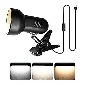 INKECI LED Clamp Work Lamp, 5W 360° Rotatable Head, Ultra Bright Work Bench Light, Desk Lamp with Clip,3 Color Temperature Modes, 4.9ft Plug & Play Cord (Black)…